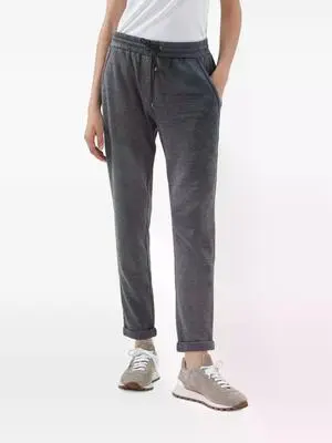 Brunello Cucinelli Cotton And Silk Interlock Trousers With Shiny Pocket Detail - Grey
