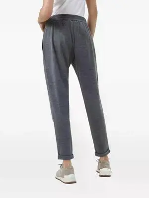 Brunello Cucinelli Cotton And Silk Interlock Trousers With Shiny Pocket Detail - Grey