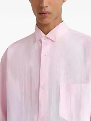 Marni Poplin Longline Shirt With Raised Stripes