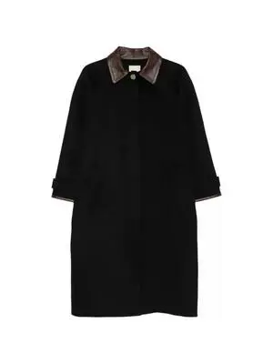Sandro Leather-trim Wool Coat