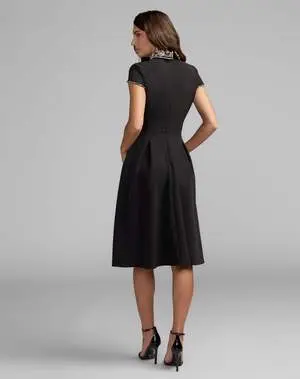 Mac Duggal Embellished Collar A-line Midi Dress
