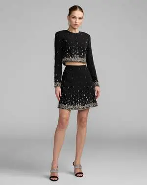 Mac Duggal Embellished Top And Mini Skirt Set