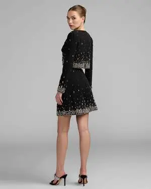 Mac Duggal Embellished Top And Mini Skirt Set