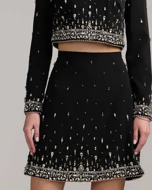 Mac Duggal Embellished Top And Mini Skirt Set