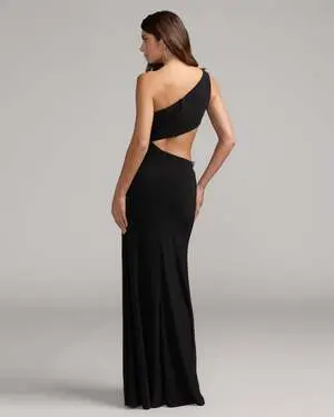 Mac Duggal One Shoulder 3d Floral Jersey Gown