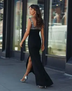 Mac Duggal Sleeveless Crepe Gown With Embellished Bodice