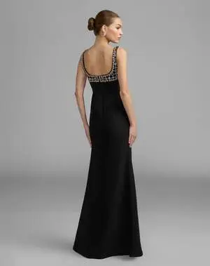 Mac Duggal Sleeveless Crepe Gown With Embellished Bodice