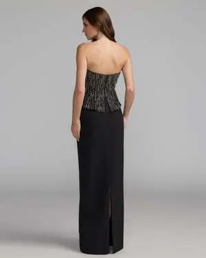 Mac Duggal Embellished Crepe Strapless Column Gown