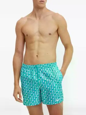 Nike Swoosh-print Swim Shorts - Blue