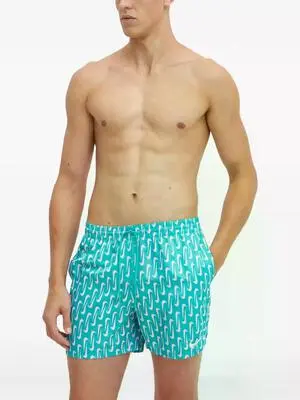 Nike Swoosh-print Swim Shorts - Blue