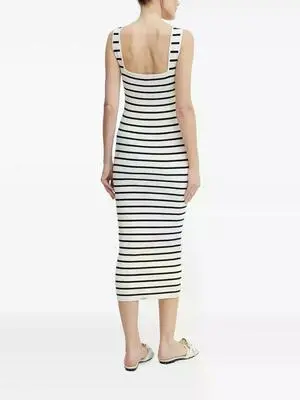 MORGAN Striped Ribbed-knit Midi Dress