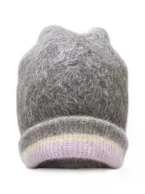 Guest In Residence Striped Cashmere Beanie Hat - Grey