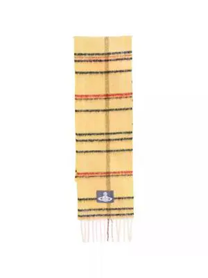 VIVIENNE WESTWOOD Check-pattern Fringed Scarf - Yellow