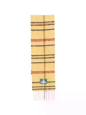 VIVIENNE WESTWOOD Check-pattern Fringed Scarf - Yellow