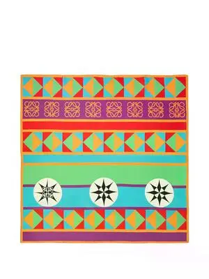 Loewe Anagram Geometric-print Scarf - Orange