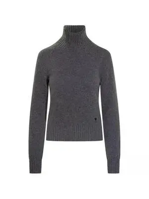 AMI Paris De Cœur Turtleneck Sweater - Grey