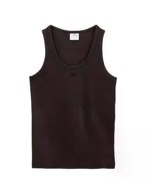COURREGES Logo-embroidered Ribbed Tank Top - Brown