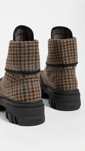 GANNI Cleated Canvas Wool Boots