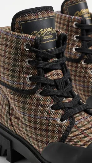 GANNI Cleated Canvas Wool Boots