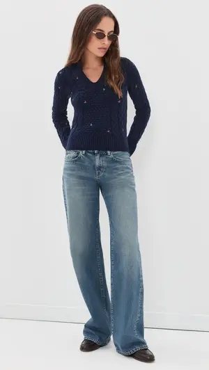 PISTOLA Shana Cable Embroidered Sweater