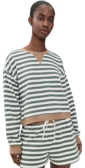 Z Supply Low Key Stripe Sweatshirt Monstera