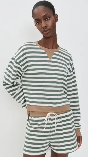 Z Supply Low Key Stripe Sweatshirt - Monstera