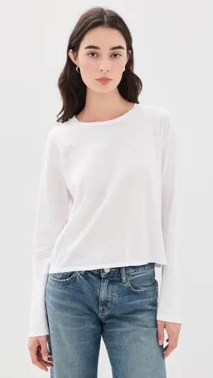 PERFECTWHITETEE Harley Long Sleeve Boxy Crew Tee