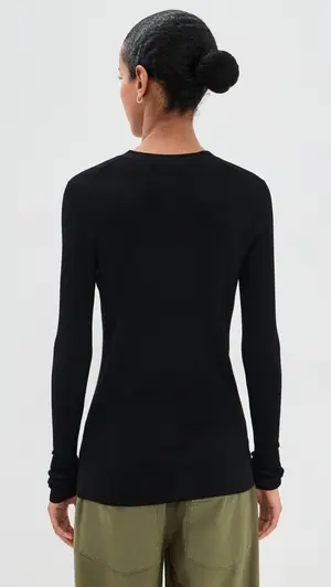Tibi Feather Weight Ribbed V Neck Slim Cardigan
