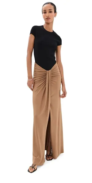 Simkhai Matilde Short Sleeve Gown - Black Multi