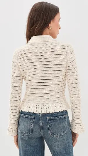 Madewell Pointelle Knit Peplum Cardigan