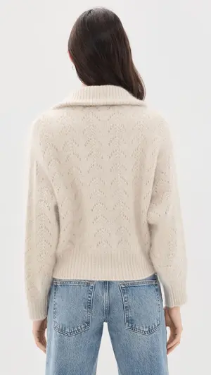 FRAME The Airy Metallic Zip Sweater
