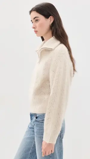 FRAME The Airy Metallic Zip Sweater