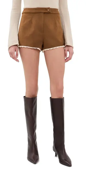 Astr The Label Kya Faux Suede Shorts - Chestnut