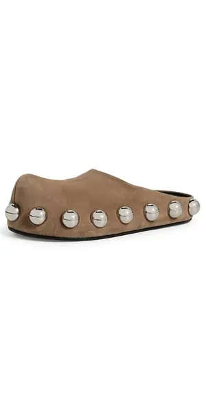 A.W.A.K.E. Mode A. W.a. K.e. Mode Anki Suede Clogs - Brown/silver Studs