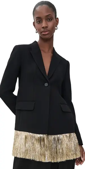 SIMONMILLER Odette Crepe Fringe Blazer - Black