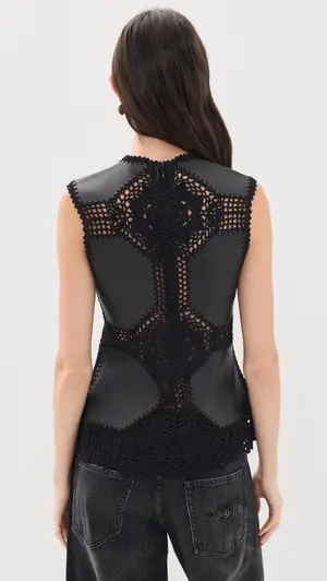 Ulla Johnson Livia Crochet And Leather Top