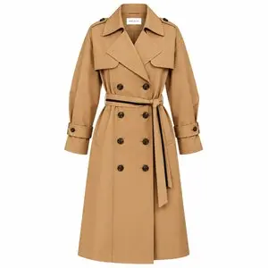 SMART AND JOY Trench Coat With Contrast Belt - Brown