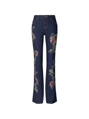 Tory Burch Embroidered Denim Jeans