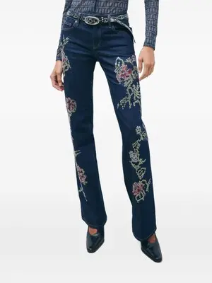 Tory Burch Embroidered Denim Jeans