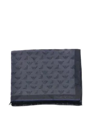 Emporio Armani Allover Logo Scarf - Blue