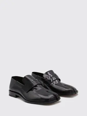 MAISON MARGIELA Tabi Penny Loafer In Brushed Leather With White Stitch
