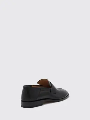 MAISON MARGIELA Tabi Penny Loafer In Brushed Leather With White Stitch