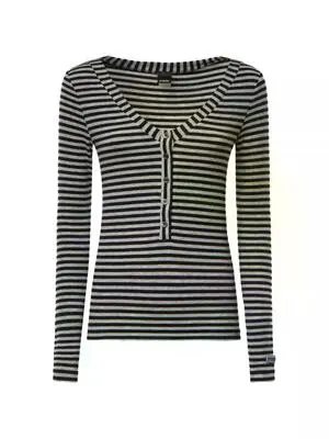 Pinko Striped Button-front Top - Grey