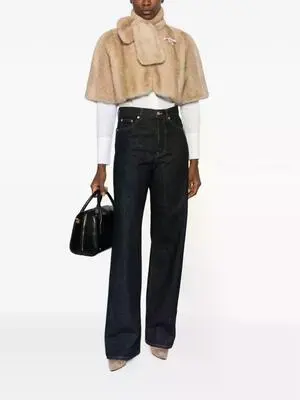 Maje Bow-embellished Faux-fur Coat - Neutrals