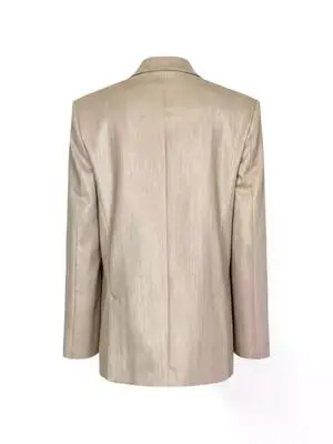 Pinko Double-breasted Jacket In Metal Wool With Jewel Buttons