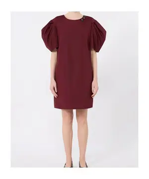 Max Mara Cotton Poplin Short Dress Ruby - Ruby Colour