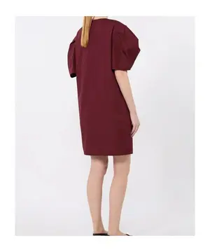 Max Mara Cotton Poplin Short Dress Ruby - Ruby Colour