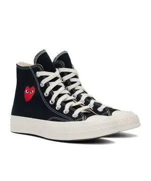 Play Comme Des Garcon Round Toe Lace-up Sneakers