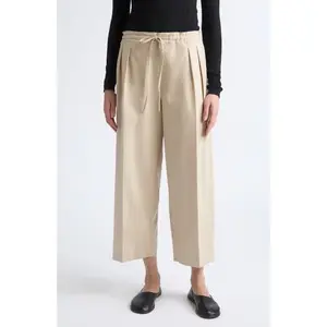 Maria Mcmanus Pleated Stretch Wool & Cashmere Drawstring Trousers - Oatmeal