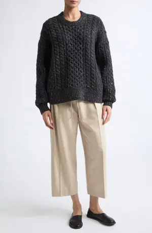 Maria Mcmanus Pleated Stretch Wool & Cashmere Drawstring Trousers